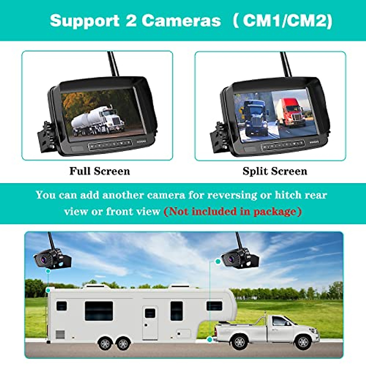 Nuoenx Wireless Backup Camera, 7 Inch Monitor Rear View Camera System ...