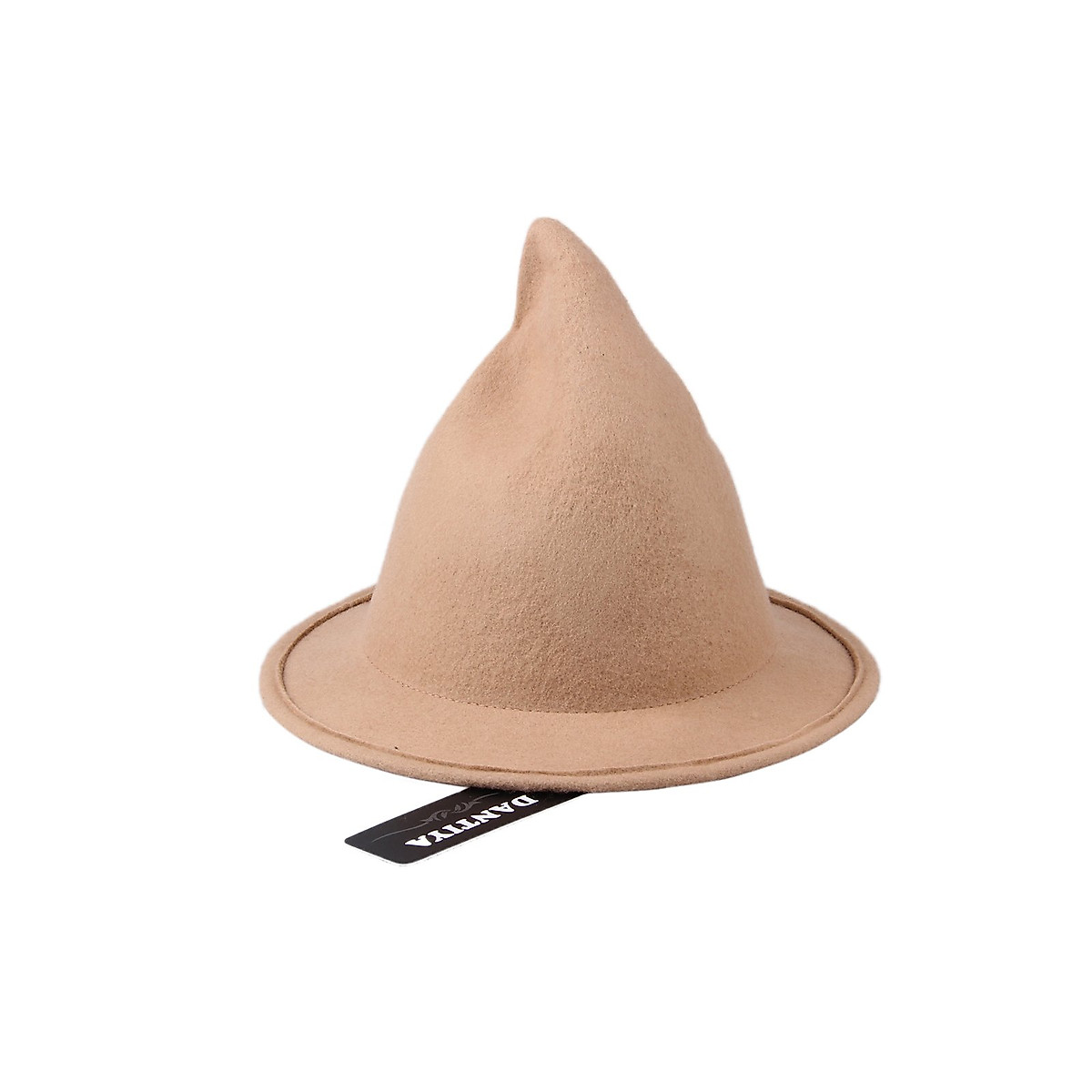 DANTIYA Women's Wool Felt Candy Colored Sharp Pointed Witch Hat for Halloween Party and Daily Khaki