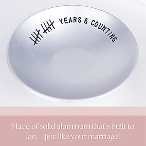 PureRejuva 10th Anniversary Tin Gifts – 4 In, Engraved, Aluminum Wedding Ring Holder Dish & Gift Box – 10 Year Anniversary for Him & 10 Year Anniversary for Her Smooth Style