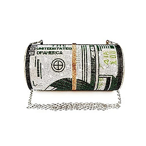 GripIt Rhinestone Money Bag Purse Crystal Clutch Purse with Chain Sparkling Charm Women Purse Evening Handbag Holiday Gift,Green