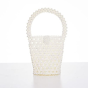 Grandxii Clutch Pearl Handbag for Women Bucket Bags Mini Handmade Evening Paty Wedding