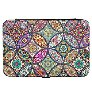 Oyihfvs Seamless Mandala Vintage Islamic, Arabic, Indian, Ottoman Floral Leather Jewelry Bag, Jewelry Storage, Portable Jewelry Organizer Boxes for Women Lady Necklace, Earrings, Rings, Bracelet