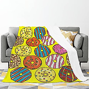 MICARE Donut Blanket Gifts for Men Women Adults Donut Loves Funny Throw Blankets Donut Texture Print Happy Donuts Plush Blanket Flannel Blanket for Living Room Sofa Couch Bed Office Lap 60x80 Inches