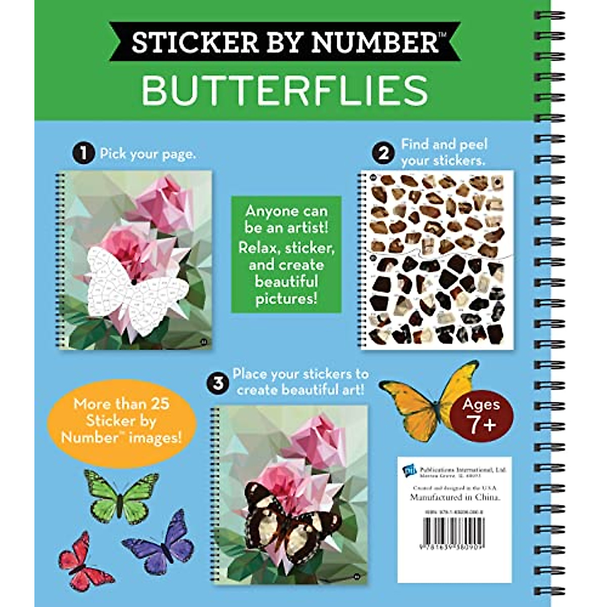 Brain Games - Sticker by Number: Butterflies (28 Images to Sticker)
