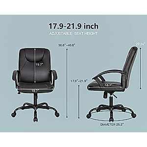 Office Chair Desk Chair Computer Chair with Lumbar Support PU Leather Executive Ergonomic Chair Rolling Swivel Adjustable Task Chair for Men(Black)