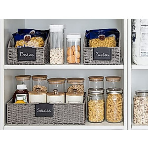 StorageWorks Storage Baskets, Rectangular Wicker Baskets with Built-in Handles, Decorative Storage Boxes