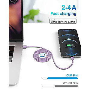 4 Pack [Apple MFi Certified] Apple Charging Cables 6ft, iPhone Chargers, Lightning Fast iPhone Charging Cord for iPhone 12/11/11Pro/11Max/ X/XS/XR/XS Max/8/7, ipad(White) (4pack(6ft), Purple, 4)