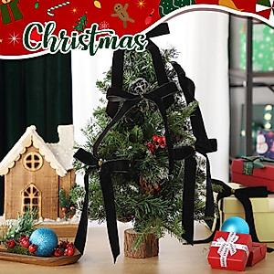 Riceshoot 30 Pcs 6 x 8 Inches Velvet Christmas Bow, Rustic Crafts Gift Bows for Christmas Tree, Christmas Garland, Large Gifts, Parties, Indoor or Outdoor Christmas Decorations(Black)