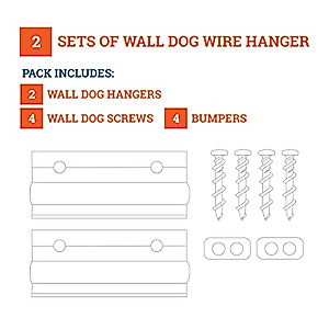 Wall Dog Wire Hanger 100 lbs - 3 inch Safety Hanger for Frames with Hanging Wire - 2 Pack