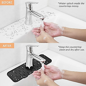 Kitchen Faucet Sink Splash Guard - Water Catcher Mat - Silicone Drying Mat with Built-in Drain Lip - Kitchen Bathroom Sink Drain Mat - Rubber Drying Mat for Countertop Protect