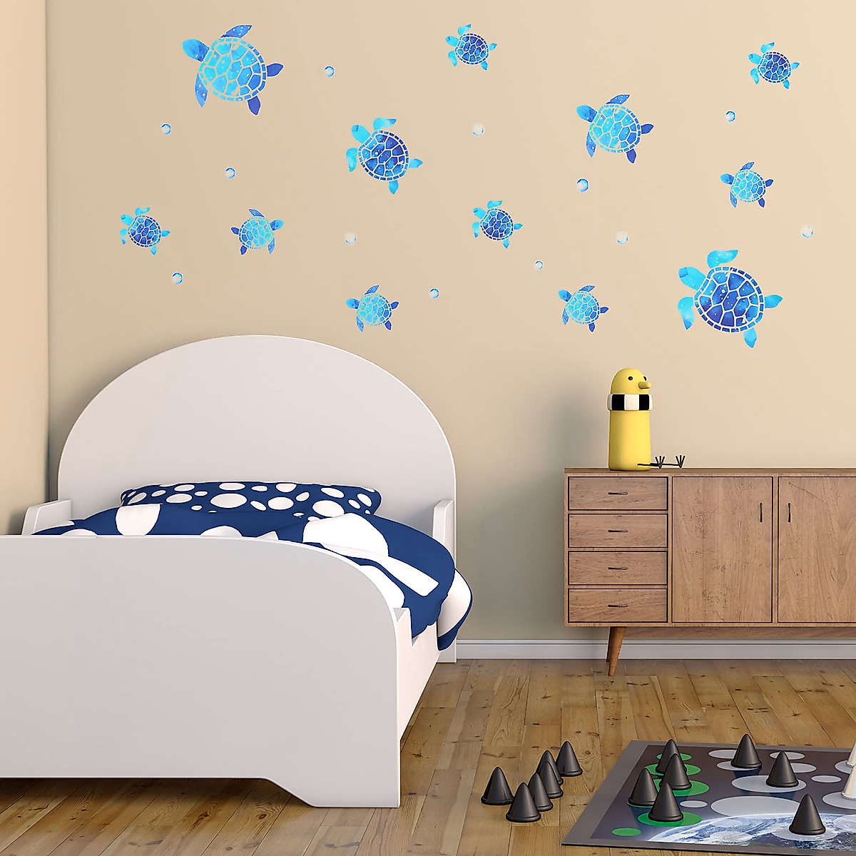 Marspark Under the Sea Wall Decals 3 Sheets Sea Turtle Wall Stickers Ocean Animal Wall Art Decals Underwater Ocean Grass Colorful Seaweed Decals Bubbles Vinyl Wall Sticker for Bedroom Living Room Home