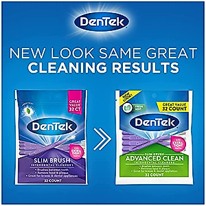 DenTek Slim Brush Interdental Cleaners | Slim Brush for Extra Tight spaces | 32-Count | 1-Pack