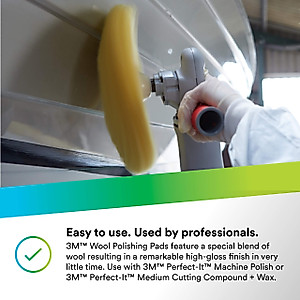 3M Wool Polishing Pad (05713) – For Boats, Cars, Trucks and RVs – Single-Sided – 9 Inches , Yellow