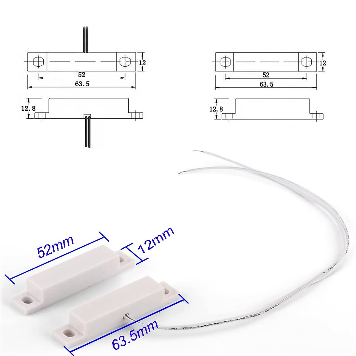 Gufastore 10pcs Surface Mount Alarm 10W 100V 0.5A in Max Magnetic Contact Ideal for Door Window Security with Lead Wire and 3M Adhesive Paper