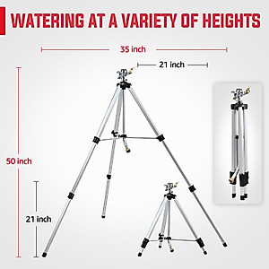 YAMATIC Impact Sprinkler on Adjustable Tripod Base, 360 Degree Large Area, Heavy Duty Adjustable Pulsator Sprinkler for Lawn, Yard and Grass Irrigation, Spray up to 20-90ft(Zinc Head)
