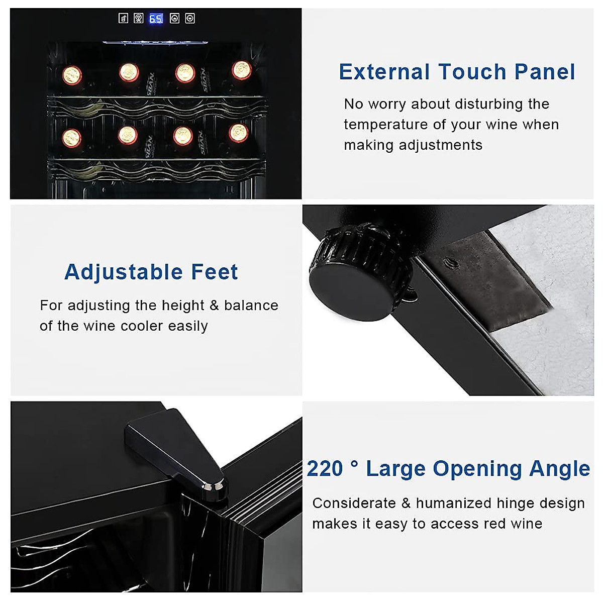 28 Bottle Wine Cooler Refrigerator Inverter Compressor Wine Fridge Cabinet for Countertop or Table Home Freestanding with Lock,Quiet Operation Adjust Temperature 41°F-64°F Small Cooling Wine Cellar for Alcohol Drinks With Digital Touch Display