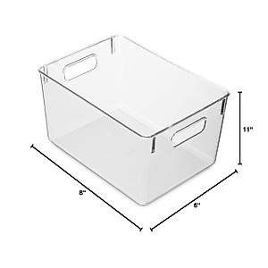 Pack Of 4 Plastic Kitchen Organization Pantry Storage Bins - Fridge Organizer, Cabinet Organizers, Household Food Storage Baskets for Countertops, Cabinets, Refrigerator, Freezer, Bedrooms, Bathrooms