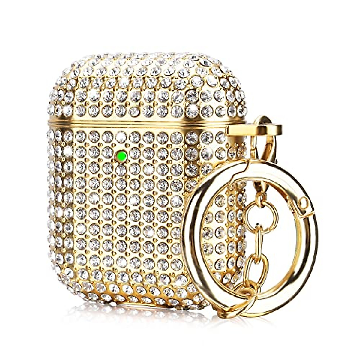 Case for Airpods 2/1, Filoto Bling Crystal PC AirPod 1st/2nd Generation Case Cover for Women Girls, Cute Air Pod Hard Protective Accessories with Lobster Clasp Keychain for Apple Airpods (Gold)