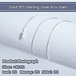 NAG.HC 925 Sterling Silver 0.8MM Box Chain Necklace for women - Available in 18K Gold or Silver or White Gold - Dainty&Thin&Strong&Add charm(18",silver)