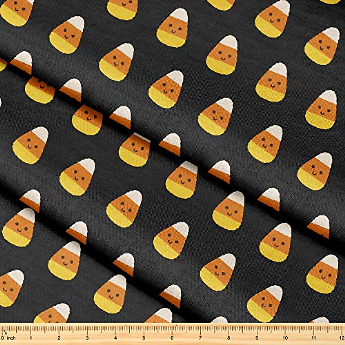 Fabric by The Yard [ 58" inches x 1 Yard ] Decorative Fabric for Sewing Quilting Apparel Crafts Home Decor Accents (Cartoon Candy Corn Pattern)