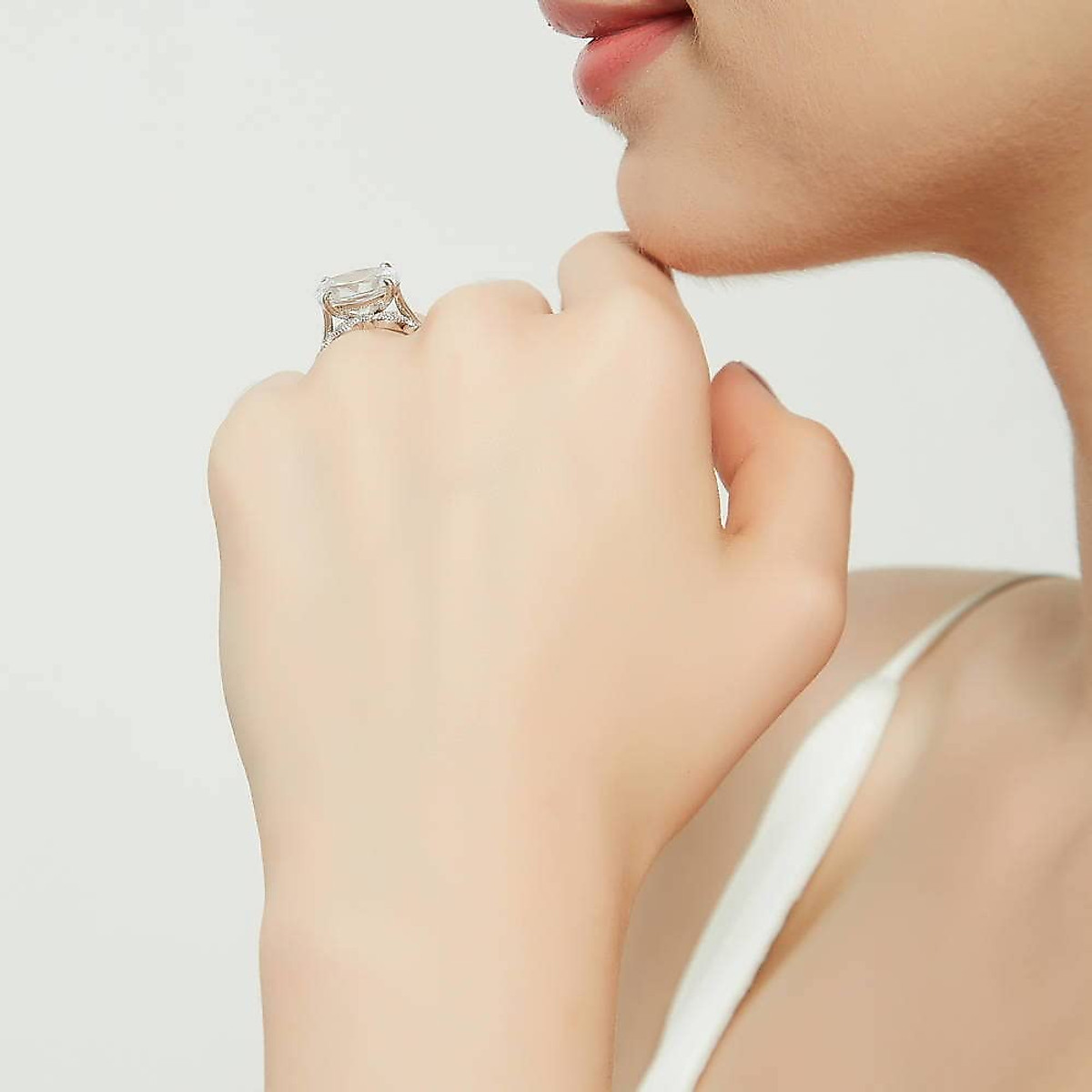 BERRICLE Sterling Silver East-West Wedding Engagement Rings Cubic Zirconia CZ Solitaire Ring Set for Women, Rhodium Plated Size 8