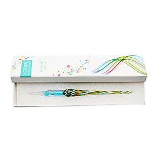 Gullor Glass Dip Pen Vintage Handmade Glass Signature Pen Crystal Dip Sign Pen Gift Pen, Light Blue