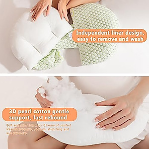 SESI Pregnancy Pillows for Sleeping, Maternity Pillow for Pregnant Women with Detachable and Adjustable Pillow Cover - Pregnancy Body Pillow Support for Back, Legs, Belly, Hips (Green)
