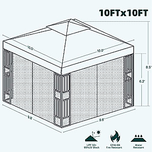 Grand patio 10x10 Ft Patio Gazebo with Mesh Netting Outdoor Canopy for Backyard, Garden, Pool-Side