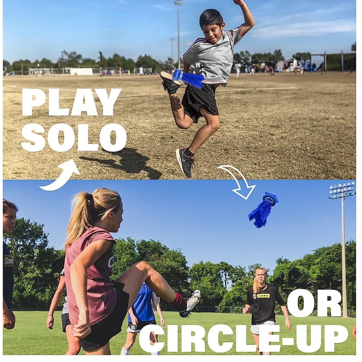 Kickit | The Original Birdie Soccer Trainer | Play Outdoors, Indoors or Backyard, Beach or Tailgate (Blue)