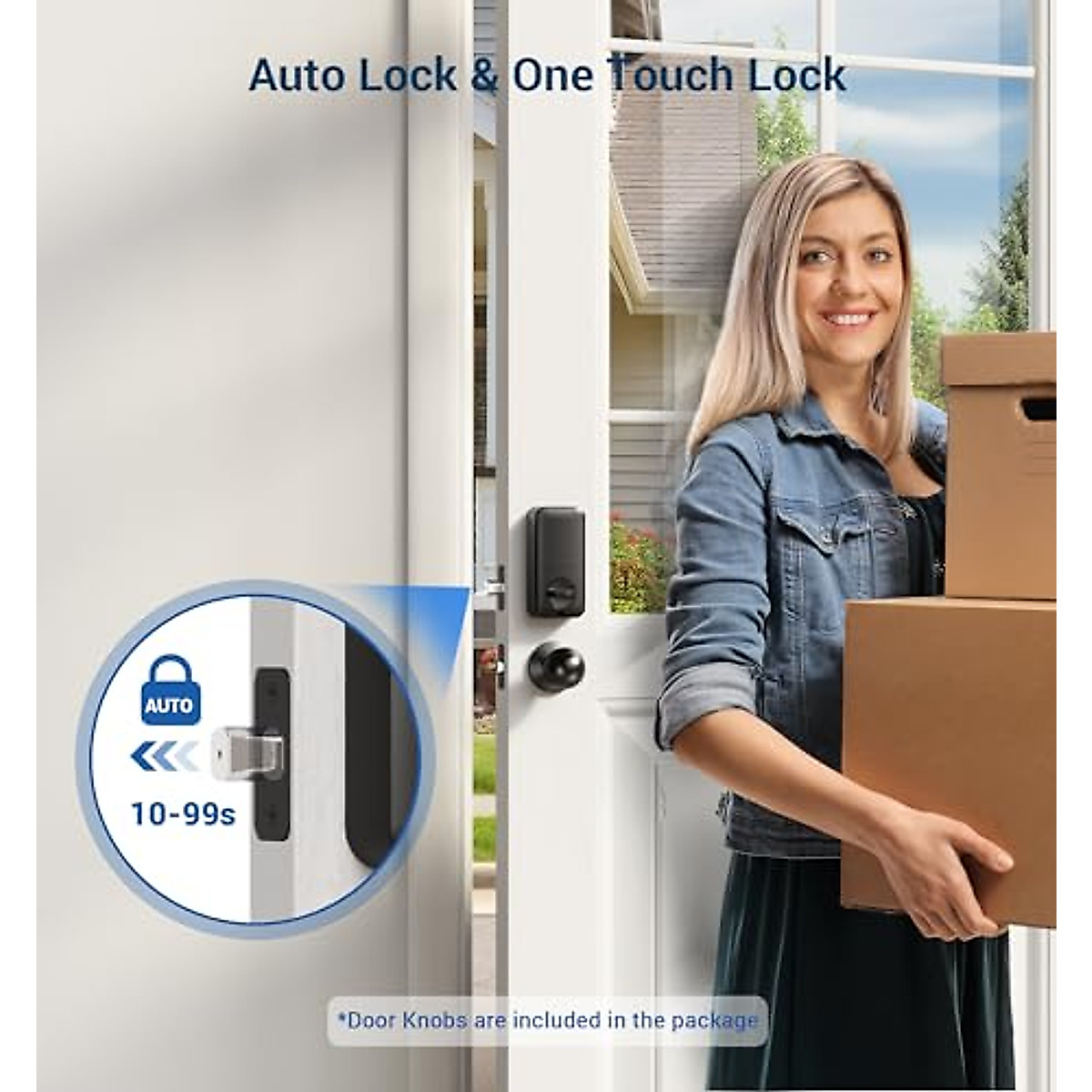 Veise Keyless Entry Door Lock with 2 Door Knobs - Keypad Door Lock with Handle, Front Door Lock Set, Electronic Keypad Deadbolt Smart Lock, Auto Lock, Easy Installation, Oil-Rubbed Bronze