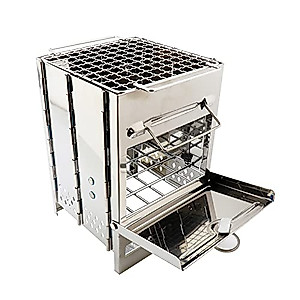 TAMYID Charcoal Grills, Outdoor Camping Stove Portable Ultralight Stainless Steel Stove Pan Camping Roaster Charcoal Barbecue Home Set Picnic Cookware