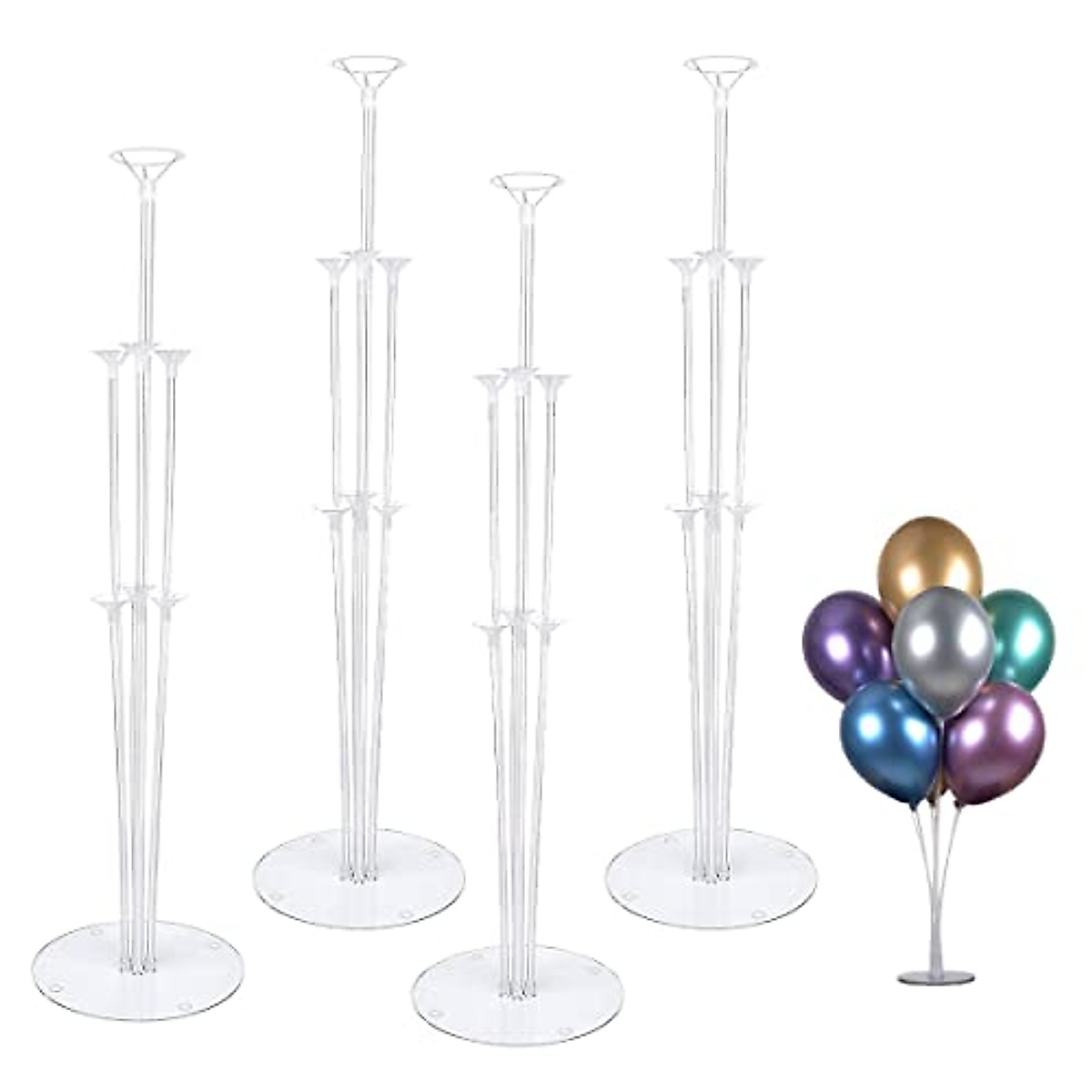 LANGXUN 4 Set 28" Height Table Balloon Stand Kit for Birthday Party Decorations and Wedding Decorations, Happy Birthday Balloons Decorations for Party and Christmas Balloon Decorations (4 Pack)