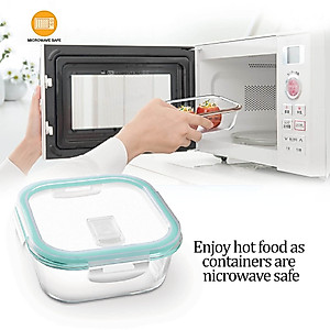 Treo By Milton Hi Borosilicate Clip Fresh Square Container, Set of 2, 800 ml Each, Transparent | Air Tight | Microwave Safe | Oven Safe | Refrigerator Safe | BPA Free | Stackable | Dishwasher Safe