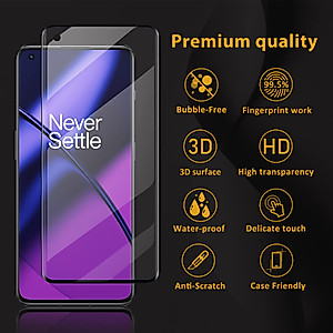 WILLONE [2+2] For OnePlus 11 Screen Protector Tempered Glass 2 Pcs, Camera Lens Protector 2 Pcs, Support Fingerprint Sensor, 9H Hardness, Bubble Free, HD Film for OnePlus 11 5G