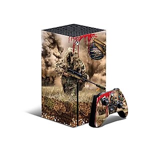 ZOOMHITSKINS Compatible with X1 Series X, Sniper Camouflage Army War Battle Soldier, Durable, Bubble-free, Goo-free, Made in USA