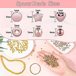 2160 Pieces Gold Spacer Beads Set, Assorted Bracelet Beads Round Beads Star Beads Gold Beads for Bracelet Jewelry Making(Gold, Sliver, Rose Gold, KC Gold)