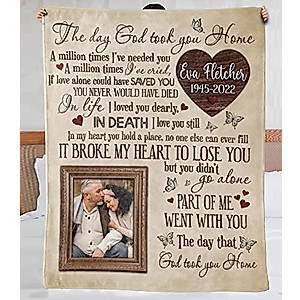 Personalized Memorial Blanket for Loss of Mom Dad in Loving Memory Photo Blanket for Loss of Loved One Custom Name Upload Photo Bereavement Gifts in Loving Memory Fleece Sherpa Blanket