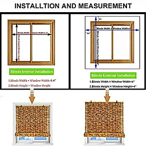 Outdoor Bamboo Blinds, Roller Patio Blinds Patio Shades Roll Up Outdoor Light Filtering Privacy Protection, Easy Installation Outdoor Blinds VXHCS (Color : Brown, Size : 86x102cm)