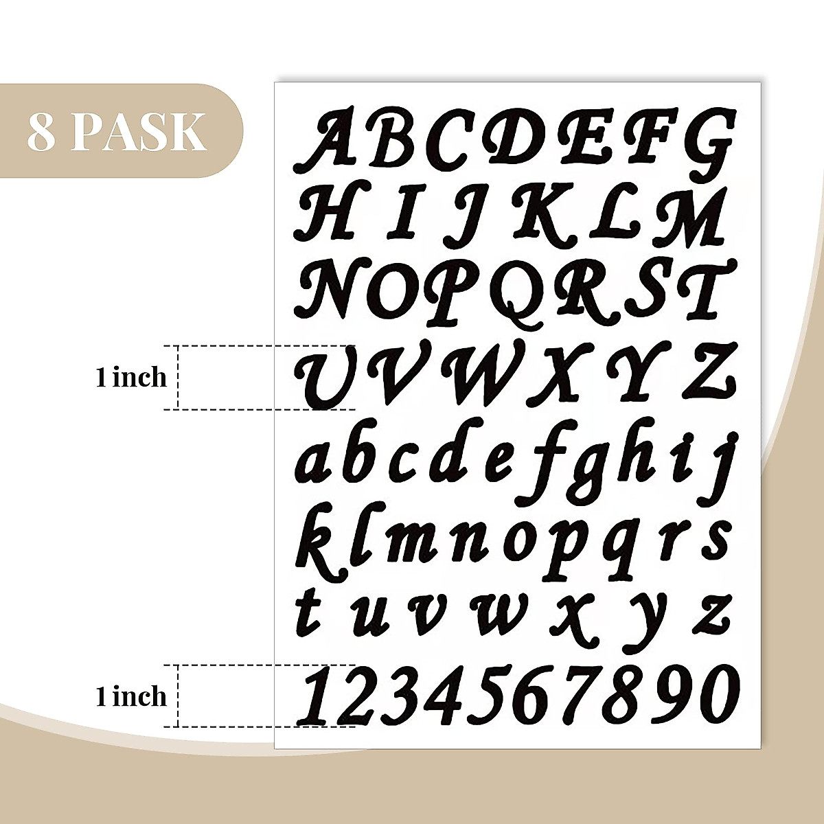Spakon 8 Sheets Vinyl Letter Stickers Self Adhesive Alphabet Stickers Mailbox Letters Numbers Decals for Crafts Sign Notebook Classroom Decor(1 Inch,Black)