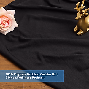 Aimosen 5x10FT 2 Panels Black Backdrop Curtains for Party Wedding Baby Shower Birthday Photoshoot Halloween Decorations, Thick Wrinkle Free Polyester Black Background Drapes with Rod Pockets