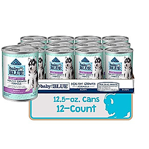 Blue Buffalo Baby BLUE Healthy Growth Formula Grain Free High Protein, Natural Puppy Wet Dog Food, Turkey and Potato Recipe 12.5-oz Cans (Pack of 12)
