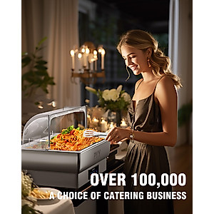 PYY Electric Chafing Dish Full Size Stainless Steel Chafer,Temperature Control, Chafing Dish Buffet Set for Catering,Buffets