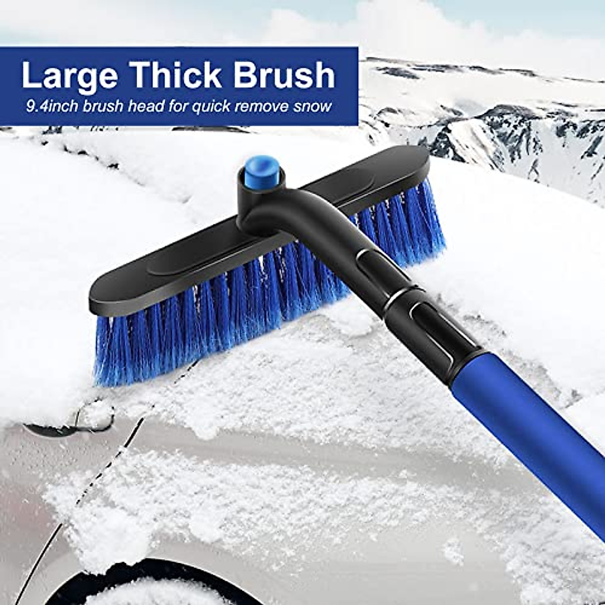 Rousytn 32" Extendable Ice Scraper Snow Brush, Snow Scraper Brush for Car Windshield, Detachable Snow Removal Tool with Foam Grip for Cars, Trucks, SUV