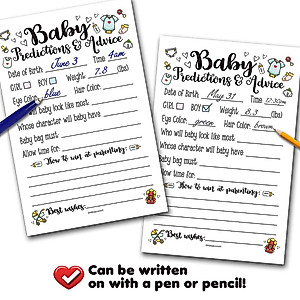 50 Baby Prediction and Advice Cards for Baby Shower | Parent in Training Stickers, Gender Neutral | Gender Reveal Shower Activity