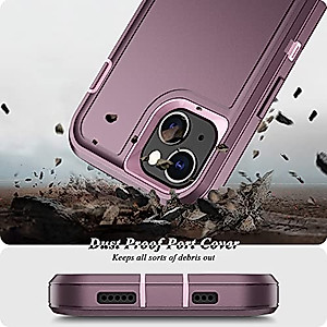 Qireoky for iPhone 13 Case,iPhone 13 Phone Case with Stand Heavy Duty Protective Anti-dust Port Cover Non-Slip Multi Layers 3 in 1 Bumper Shockproof Case for iPhone 13(Purple)
