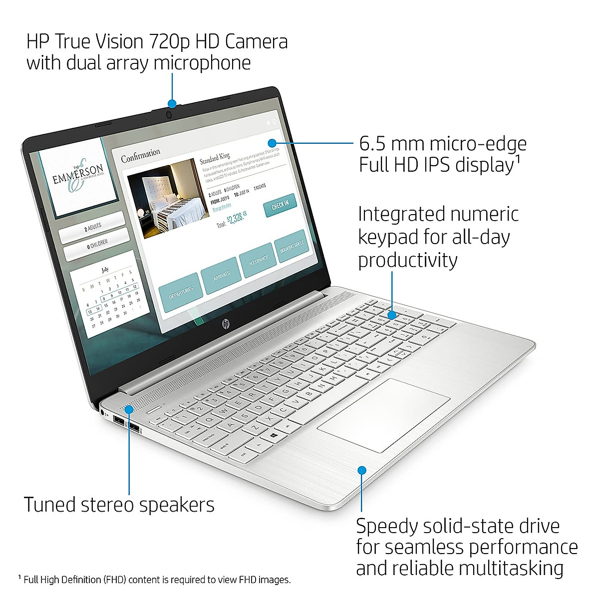 HP 15.6In FHD Slim and Light Laptop, AMD Athlon Silver 3050U, USB-C, HDMI, Wi-Fi, Bluetooth, Webcam, M-ytrix Wireless Mouse, 1 Year Microsoft 365, Win 10, 15-ef, 8GB RAM256GB SSD