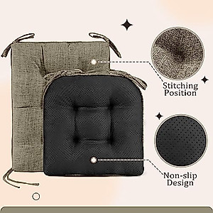 Cozyide Non-Slip Rocking Chair Cushion Set, Soft Rocking Chair Pads Set with Adjustable Ties, Includes Seat Cushion 17x17 Inches & Back Pillow 21x17 Inches, Khaki