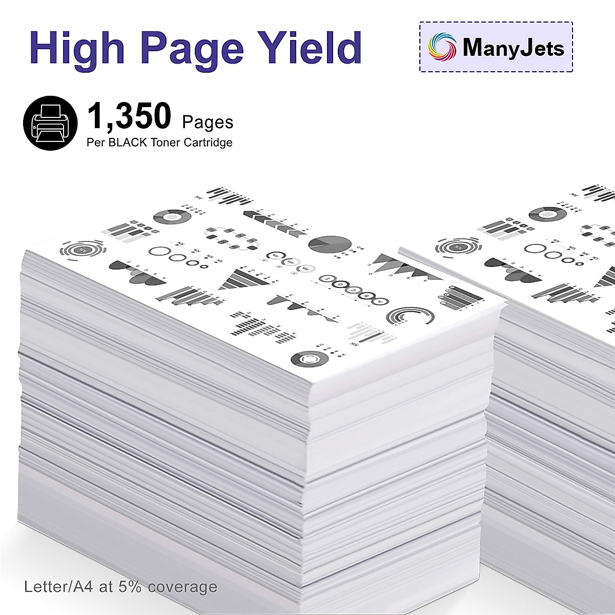 ManyJets 206A Compatible Toner Cartridge Replacement for HP 206A W2110A 206X W2110X Black Work with HP Laserjet Pro M283fdw M255dw M283cdw M282nw Printer (NO CHIP,Black,2-Pack)