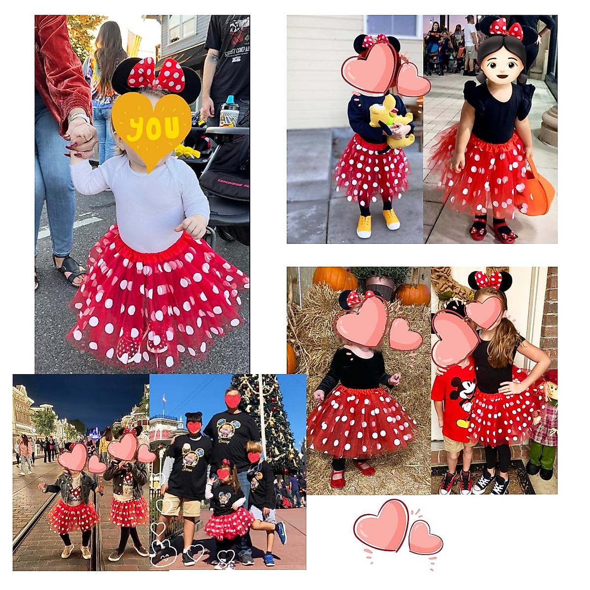 Red and White Polka Dots Tutu for Girls Princess Ballet Tulle Tutu Dress-Up Birthday Christmas Tutu Costume 3-8Y