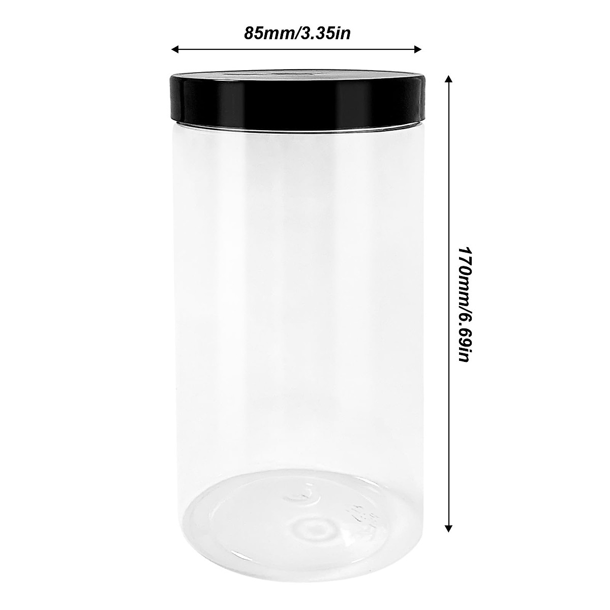 UEJYWUY 16 Pack 32 Oz Plastic Jars With Screw Lids, Wide Mouth Empty Clear Plastic Storage Container, Food Grade Large Round Jar for Household and Kitchen Organizing
